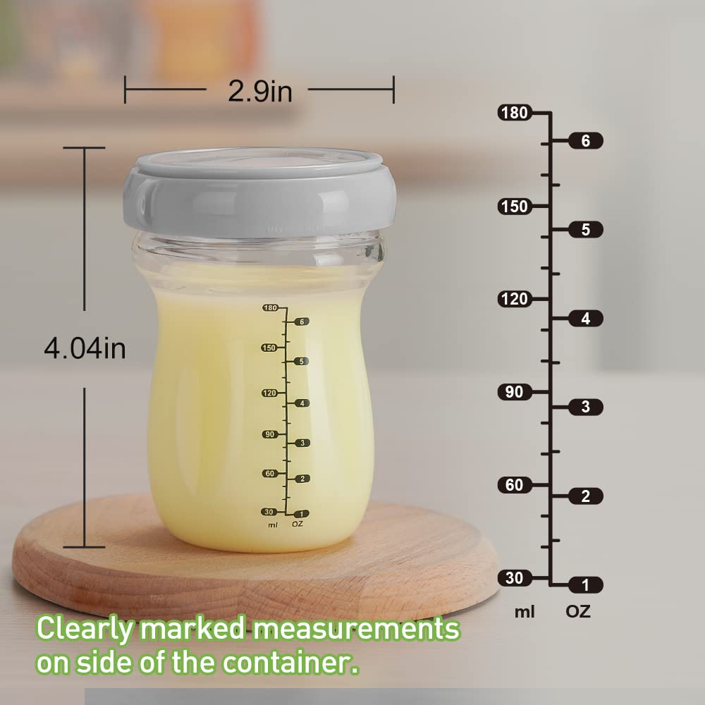 haakaa Gen.3 Glass Milk Storage Container, Baby Food Storage Container with Lid, Wide Neck Food Storage Container, Grey, 6oz/180ml