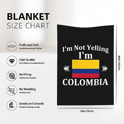 I'm Not Yelling I'm Colombia Colombian Flag Ultra Soft Ultra-Fine Wool Linen Blanket Sofa Bed Women Men