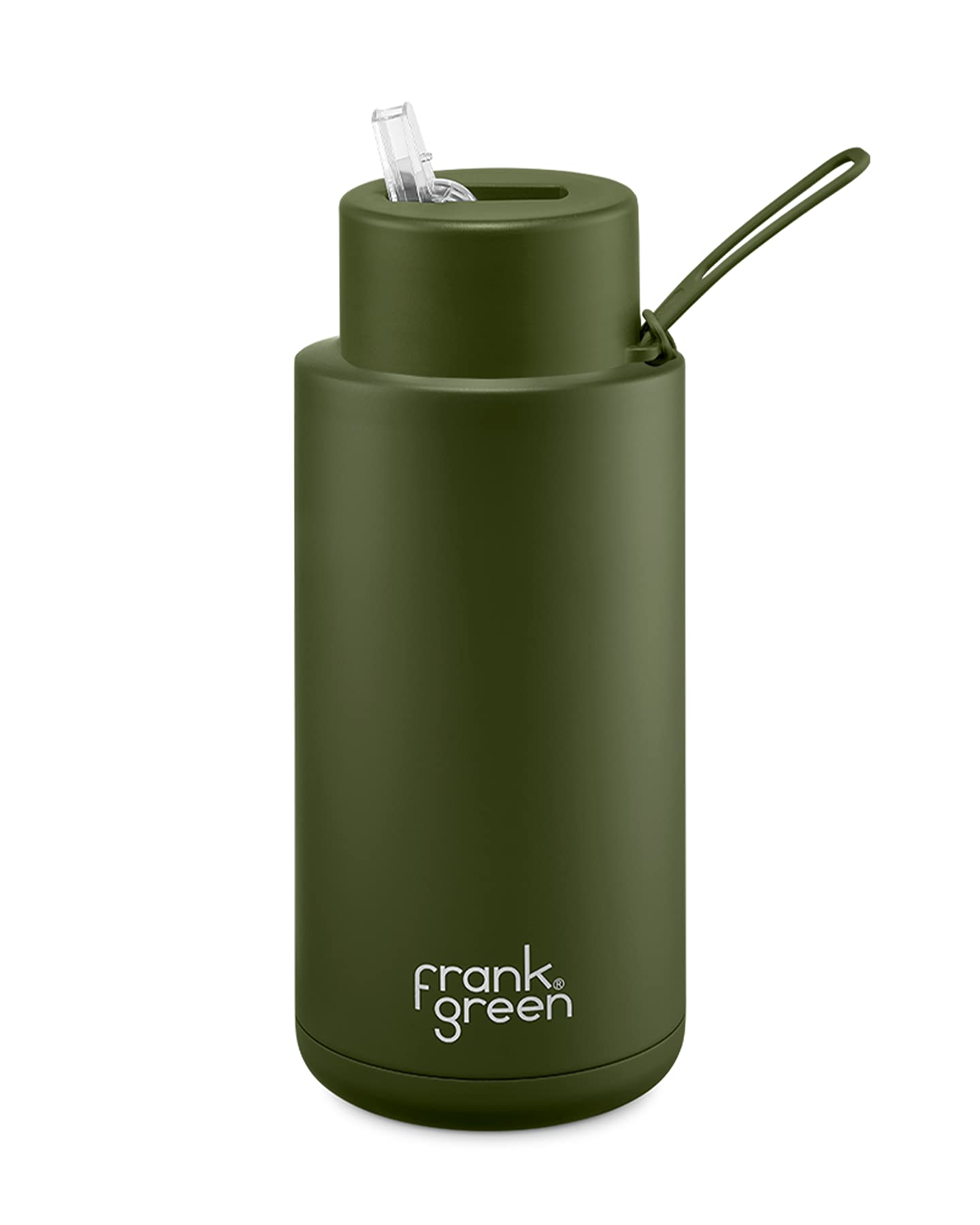 frank green Ceramic Reusable Bottle with Straw Lid, 34oz Capacity (Khaki)