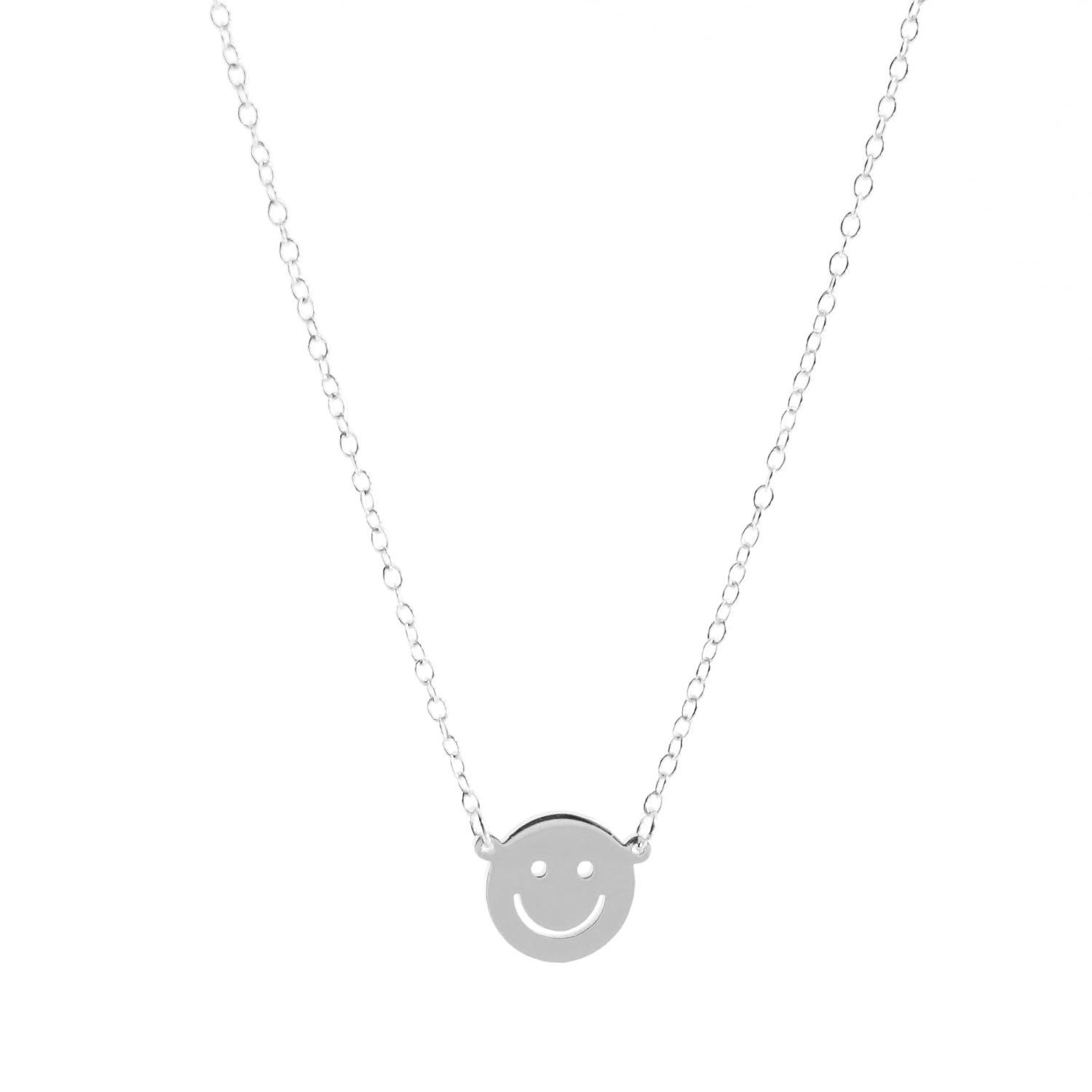 Deidreamers 925 Sterling Silver Smiley Face EMOJI Pendant Necklace (Silver (Smile))
