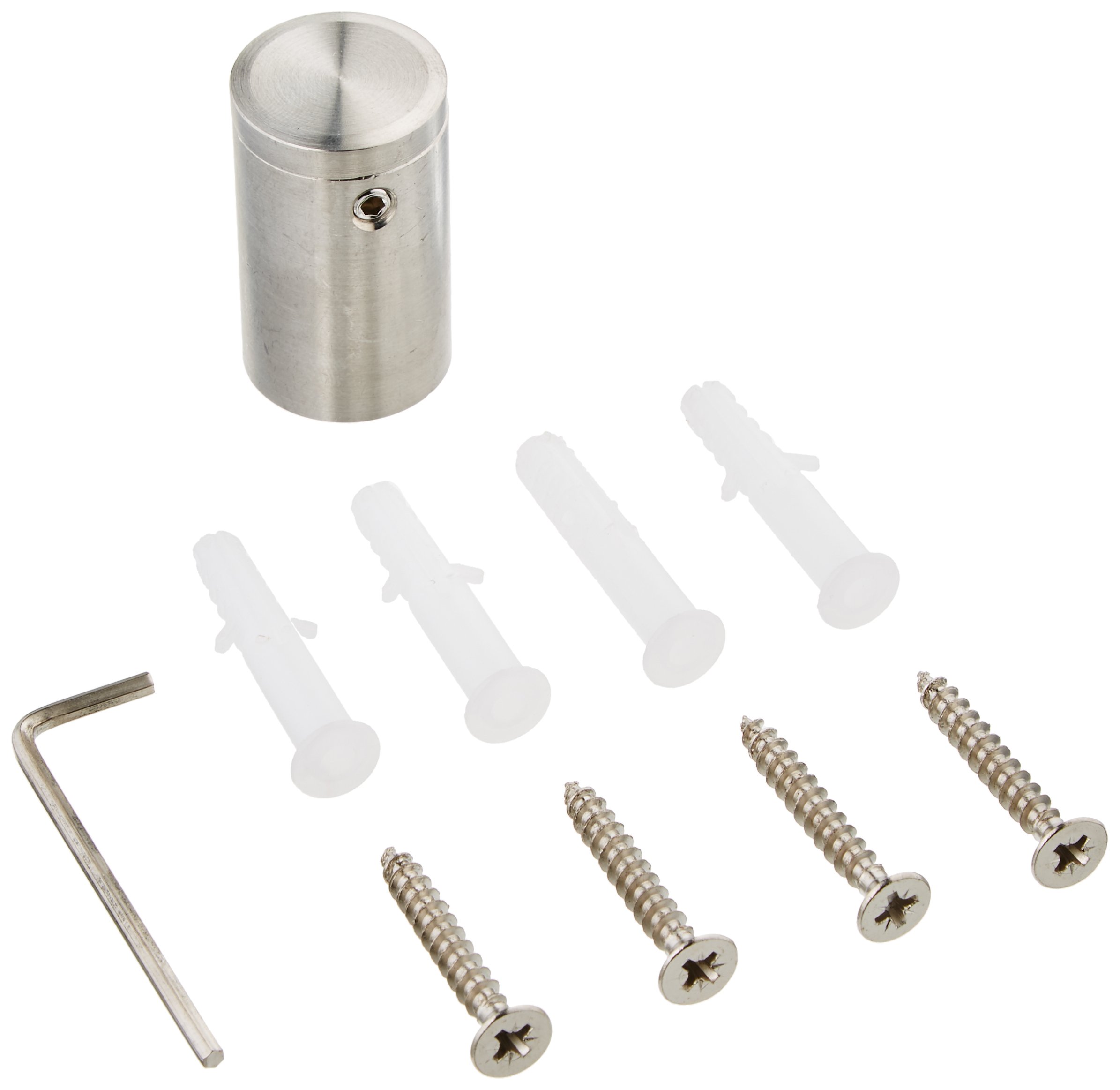 Displays2go Stainless Steel Edge Grip Standoffs, Set of Four, 1 x 1.5 Inch, Round, Chrome (EG2538SS)