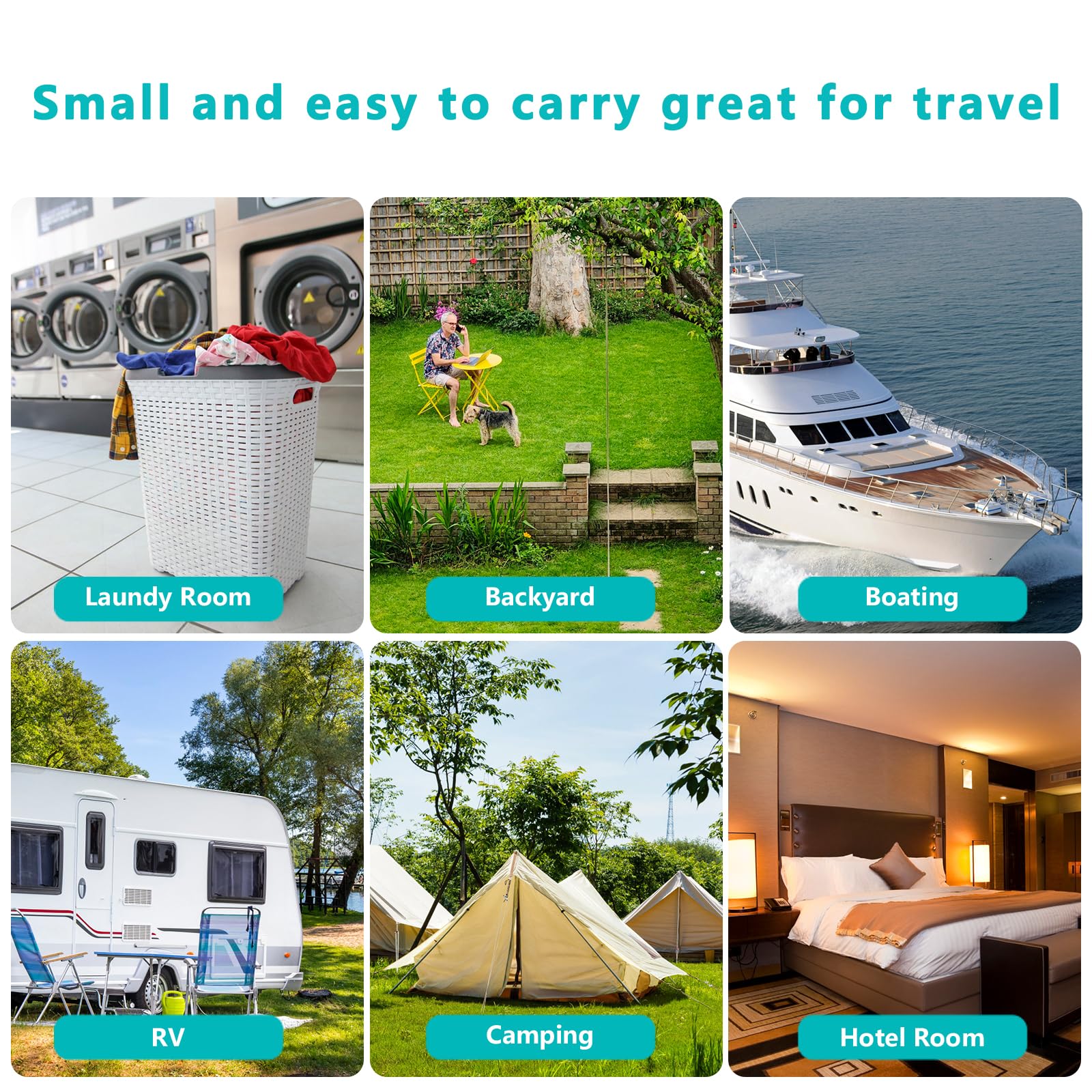 Retractable Car Carrying Camping Drying Portable Clothesline, 10 Clothespins, Home Use Hole-Free Clothesline for Traveling, Car Carrying, Outdoor Camping
