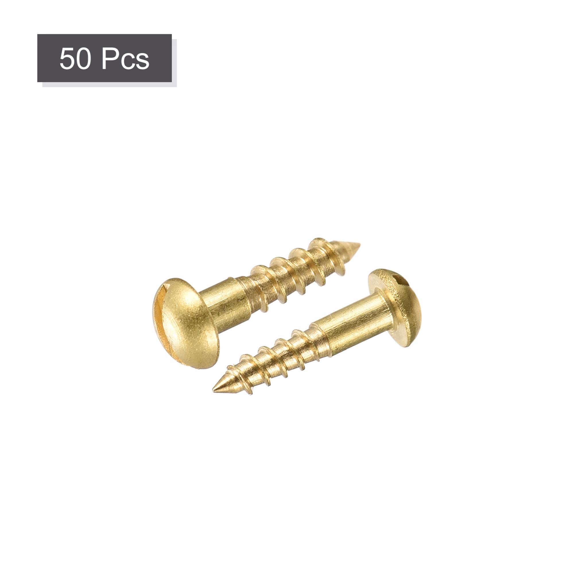 uxcell Wood Screws M2.5 x 10mm Slotted Round Head Brass Self-Tapping Screw 50 Pcs