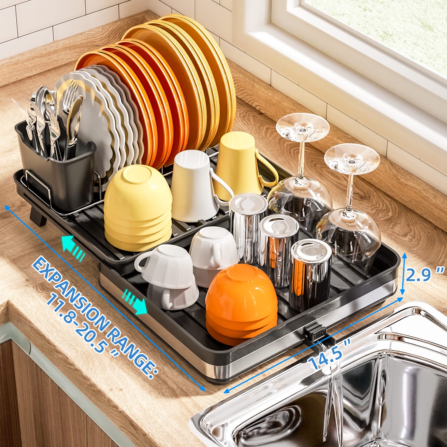 G-TING Expandable Iron Pot Rack Organizer, 8 Adjustable Tiers, Black, 3 DIY Methods, Easy to Install, Solid Construction, 15 x 15 x 10 in