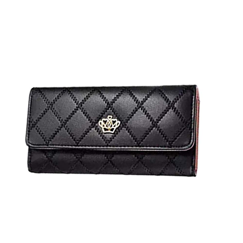 Todd Grace Fashion Ladies Purse Elegant Clutch Crown Wallet Long Wallet Leather Wallet (black)