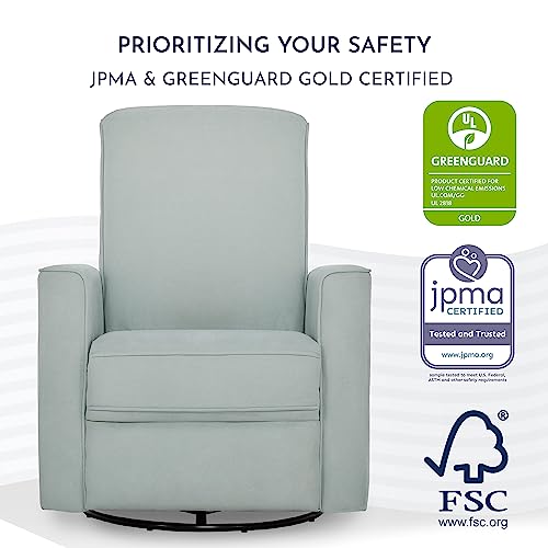 Evolur Raleigh Upholstered Plush Seating Glider Swivel, Recliner, Glider for Nursery in Light Blue, Greenguard Gold Certified, Modern Nursery Recliner, Environmentally Conscious Glider