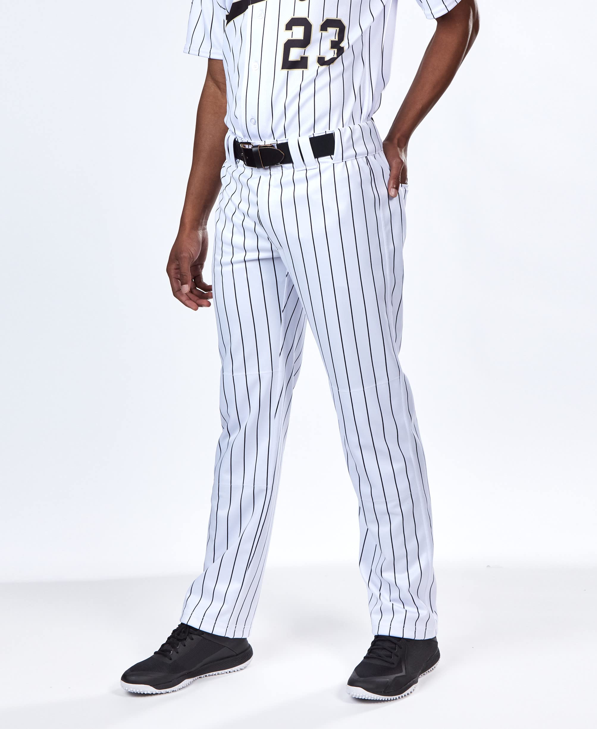 EvoShield Adult Salute Pinstripe Open Bottom Pant - White/Black, Size Small