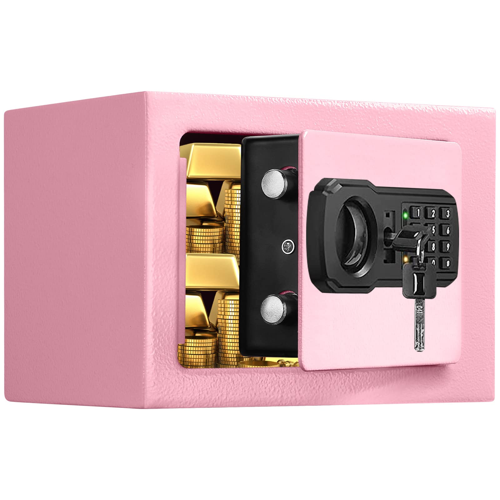 Fireproof Small Safe Box for Money, 0.23 Cu ft Mini Fireproof Safe with Combination Lock, Digital Safe for Kids Home Hotels Business (17sp-pink-1)