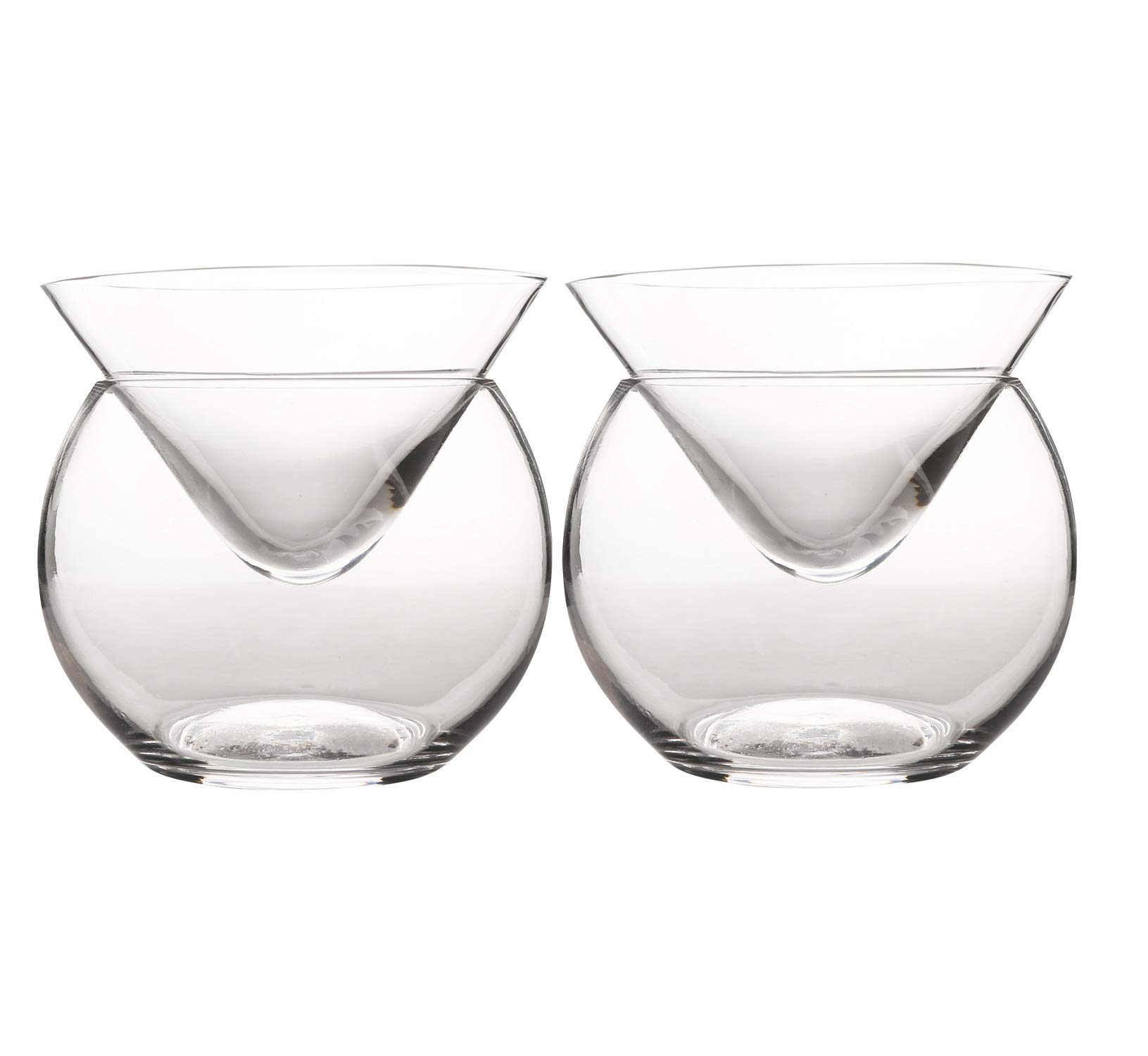 DUEBEL Glass Caviar Chiller Server Set of 2 – Universal Martini, Wine, Liquor Shrimp Cocktail Chiller Cups Set of 2