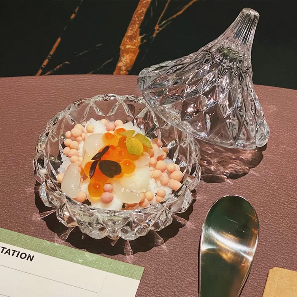 DUEBEL Glass Caviar Chiller Server Set Plus 2 pcs. x Mother of Pearl Caviar Spoon 3.15" β Universal Martini, Wine, Liquor Cocktail Chiller