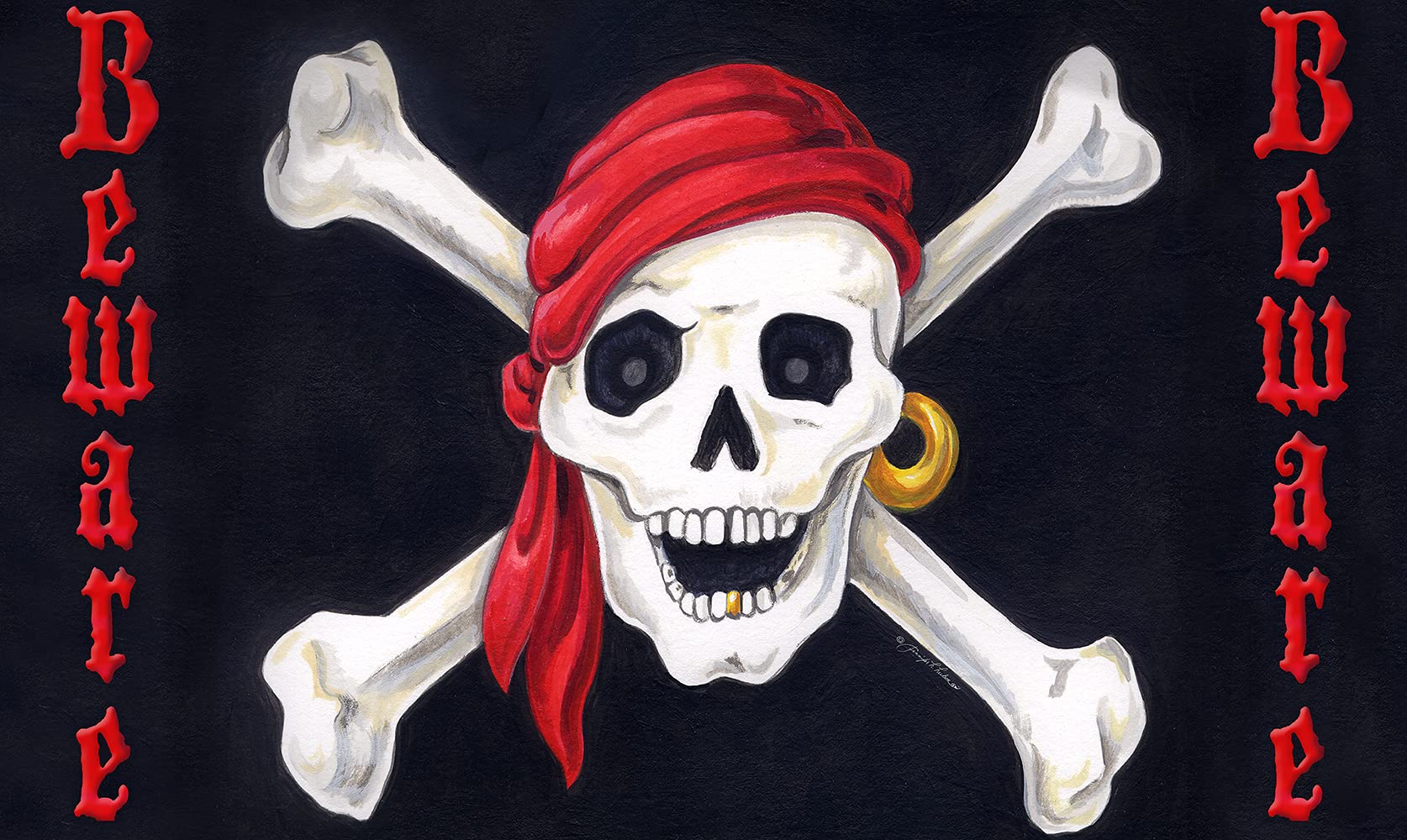 Toland Home Garden 800052 Beware Funny Door Mat 18x30 Inch Pirate Outdoor Doormat for Entryway Indoor Entrance