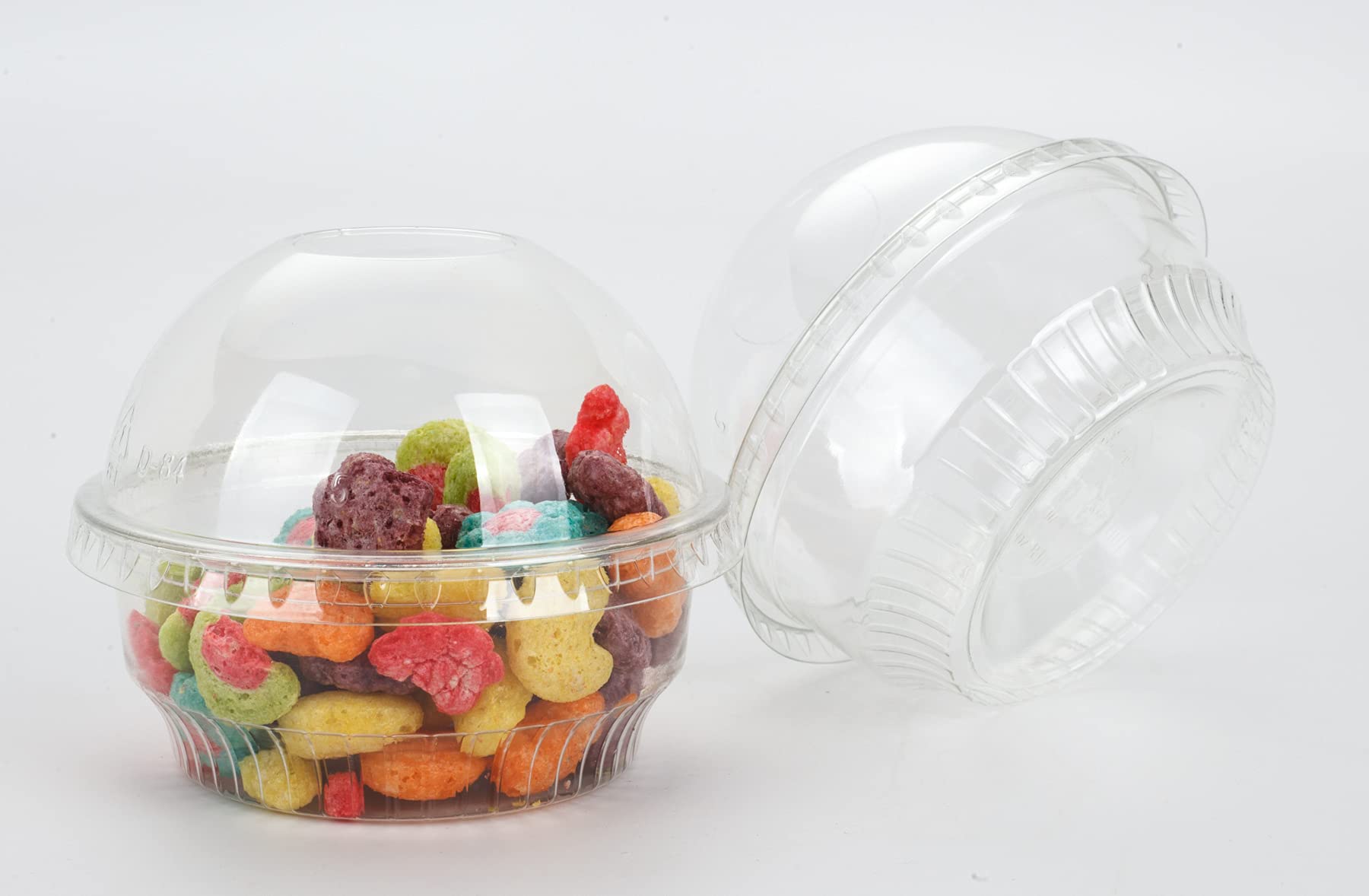 Golden Apple, 3.5oz-30sets Clear Plastic Cups for Ice Cream, Dessert Cups, Snack Bowl with Dome lids no Hole
