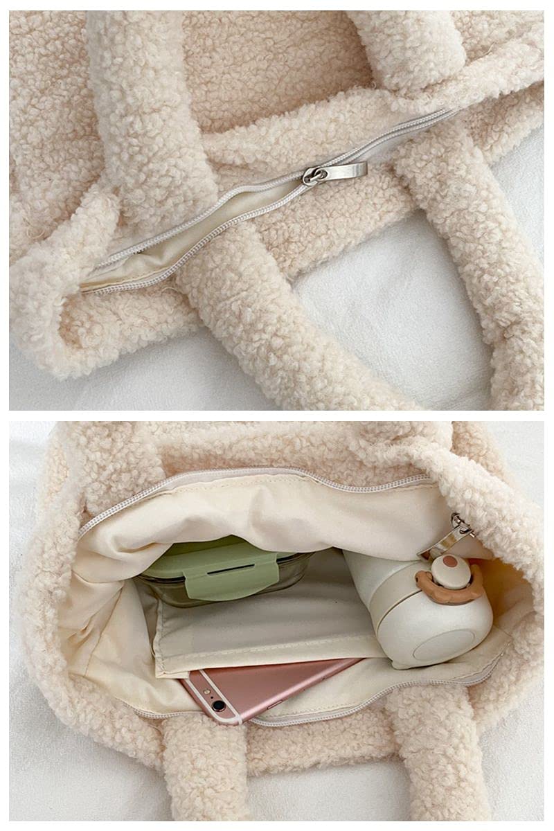 GRPKSSIB Cute Goose Purse Plush Tote Bag Fuzzy Goose Handbag Soft Shoulder Bag for Women