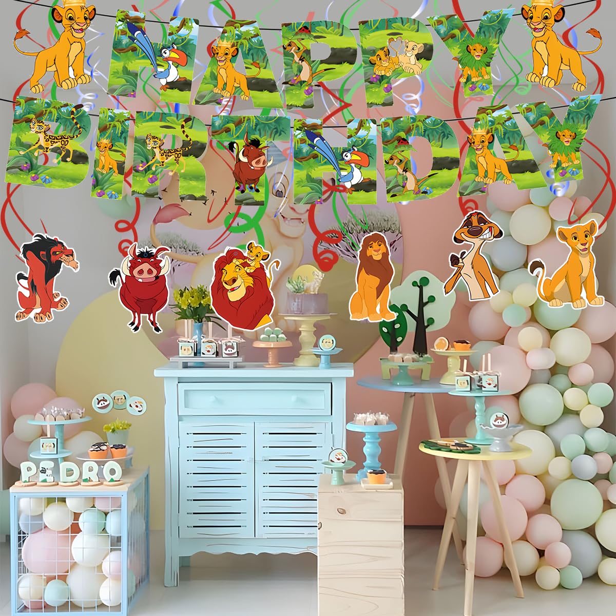 NVDFJEU Party Banner Hanging Swirls For Lion King,For lion Birthday Theme Party Decorations Supplies, Greener