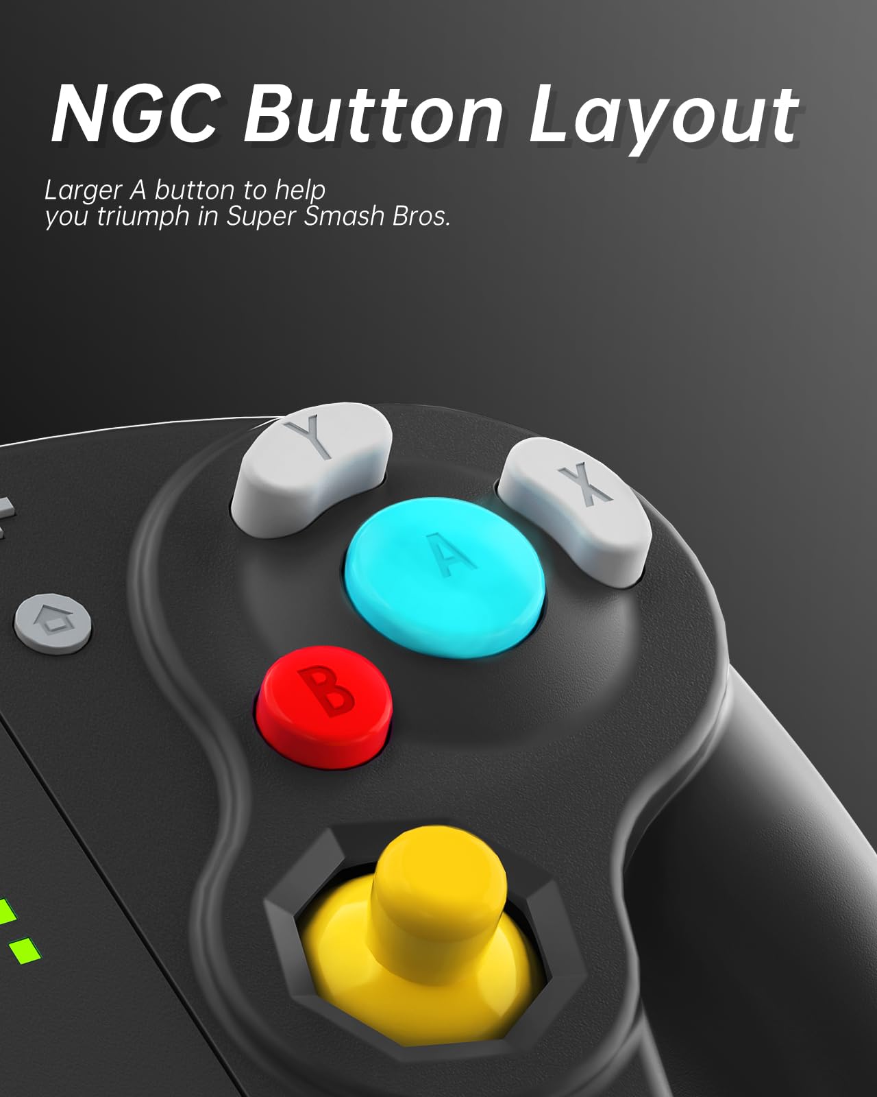 DOYOKY Hall Effect Joypad Retro Gamecube Style Wireless Controller for Switch/Switch OLED, Switch Controllers with Hall Effect Joystick/Replaceable Thumbsticks/Map Button/Turbo/6-Axis/Vibration(Black)