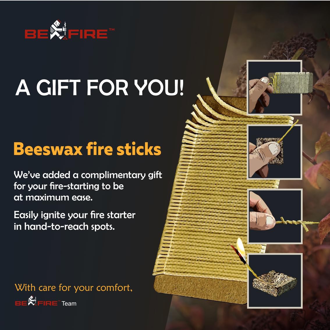 Fire Starter • 80 pcs Natural Fire Starters 15+ Min Burn Time Firestarters for Indoor Fireplace, Campfires & Camping, Wood Stove, Grill • Water Resistant and Long-Lasting