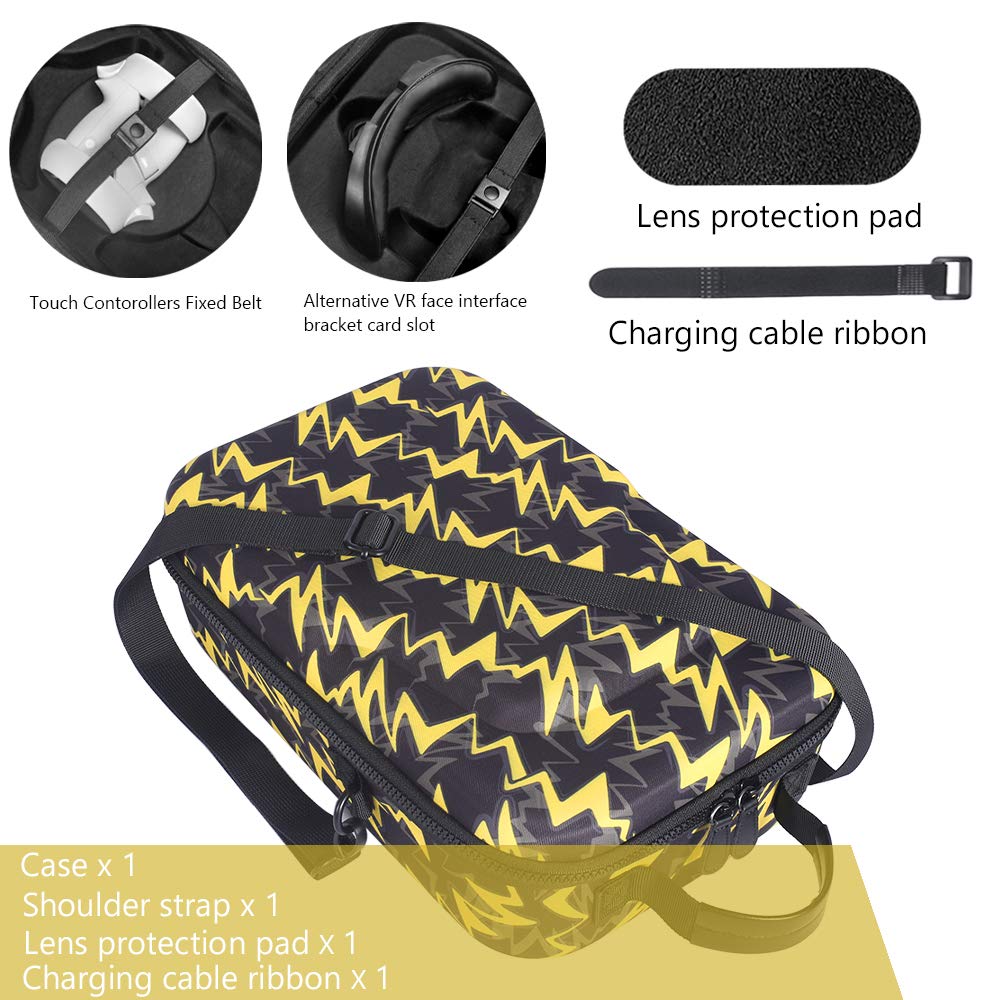 Esimen Fashion Travel Case for Oculus Quest 2 VR Gaming Headset Elite Strap and Controllers Accessories Carrying Bag (Yellow)