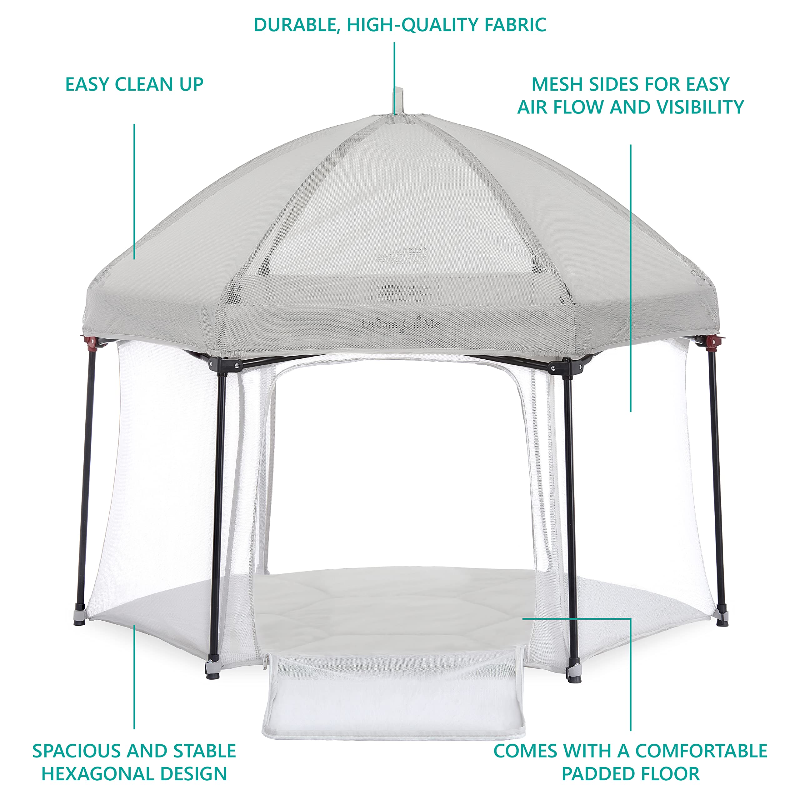 Dream On Me Onyx Playpen Set with Canopy, Grey