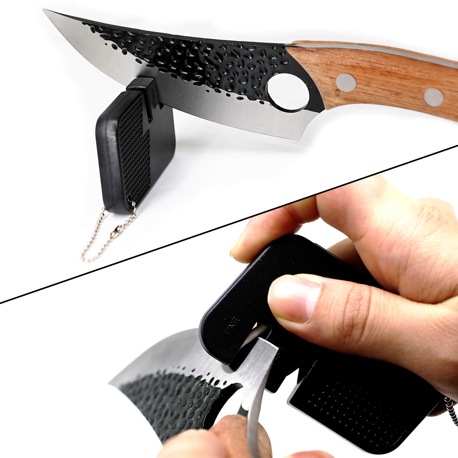 NWESTUN Chef Knife 6 Inch, Kitchen Knife for Boning, Cutting, and Chopping. Hand Forged Japanese Knife for Home, Outdoor Cooking, Camping BBQ (Yellow)