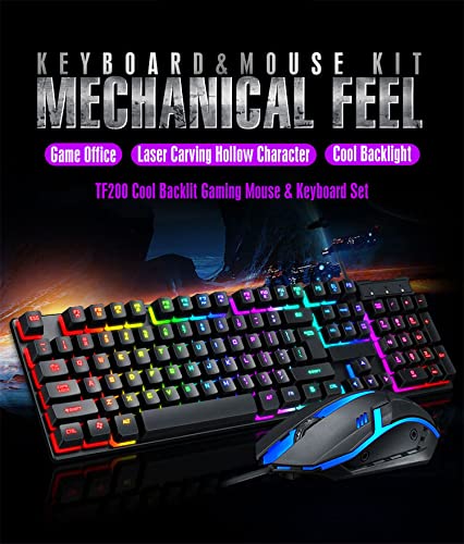 Tronic Mechanical Gaming Keyboard, RGB Keyboard and Mouse, LED Mouse and Keyboard Gaming, RGB Backlit Full Anti-ghosting Keys for Computer/PC/Laptop/MAC
