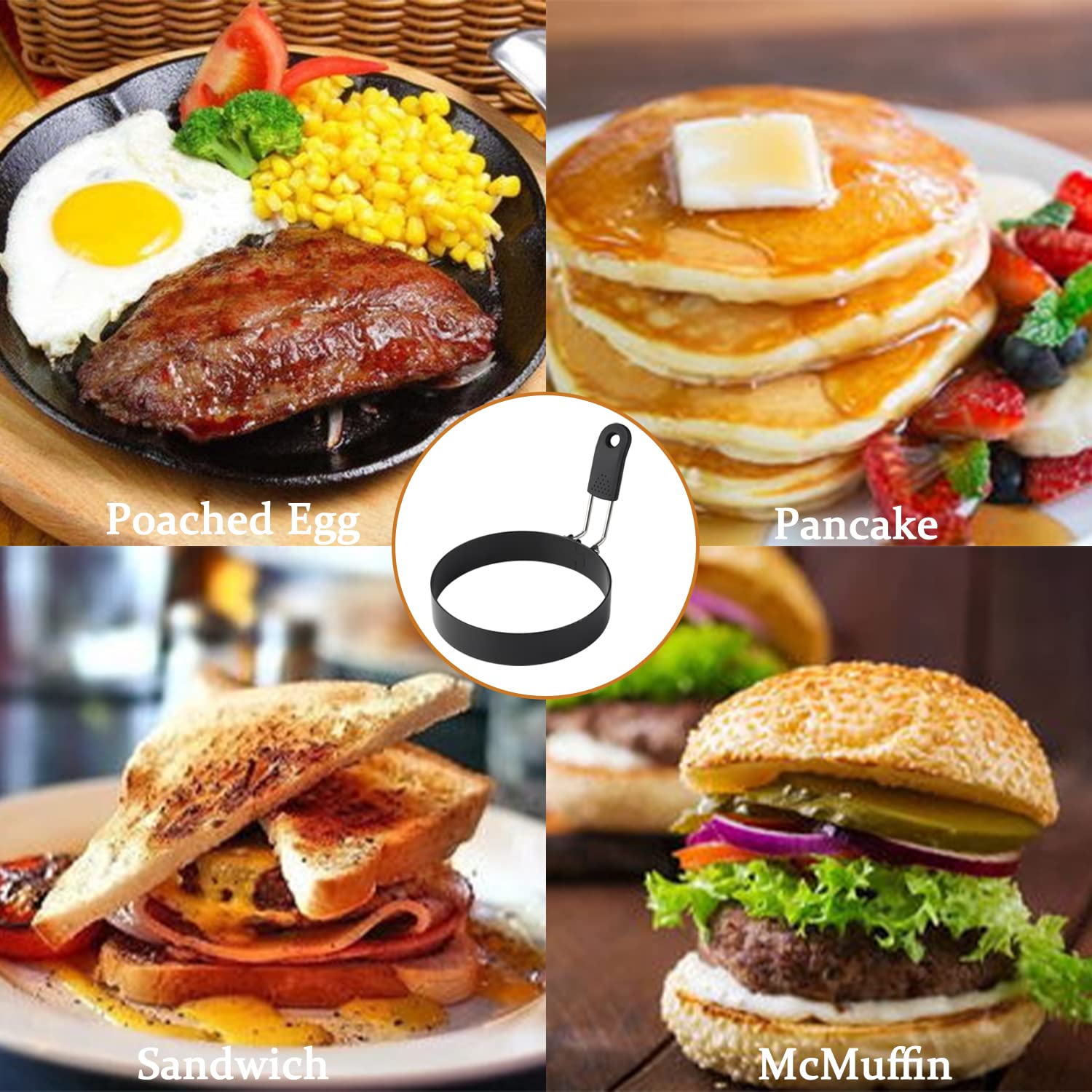 Egg Rings Set of 6 Stainless Steel Pancake Mold And Egg Ring Set Nonstick Round Egg And Omelet Mold for Frying Eggs And Muffins(Set of 6)
