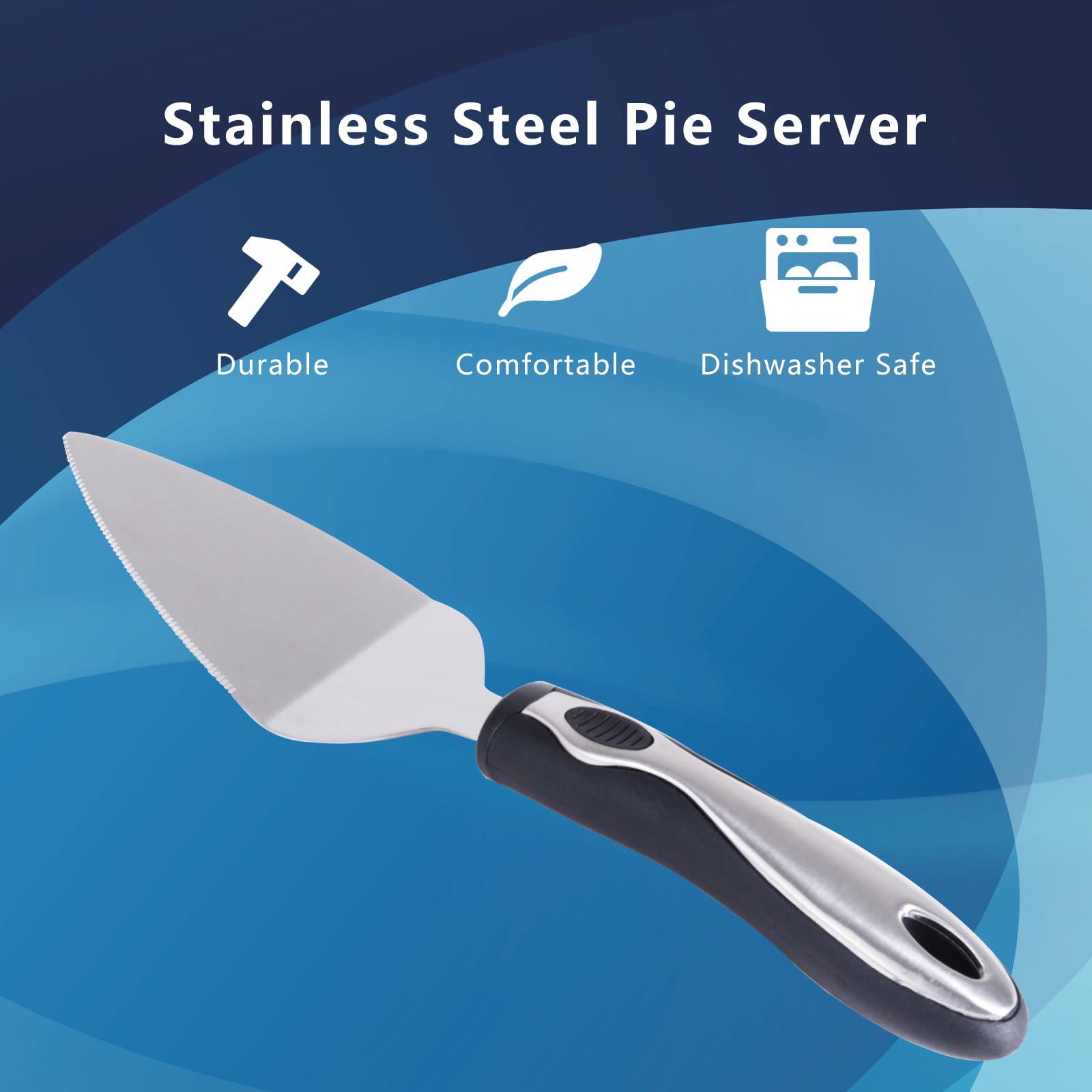 POMINEE 2 Pack Pie Server, Stainless Steel Cake Cutter with Serrated Blade, Professional Pizza Sever, Cake Spatula for Baking, Essential Kitchen Flatware Tool