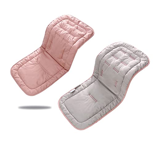 Soft Cotton Toddlers Carseat Insert Cushion Pad Adjustable Reversible Car Seat Liner Breathable Stroller Mattress Seat Pad Compatible with Buggy Bassinet Bouncers Swing Seat Pad Double Sided Use