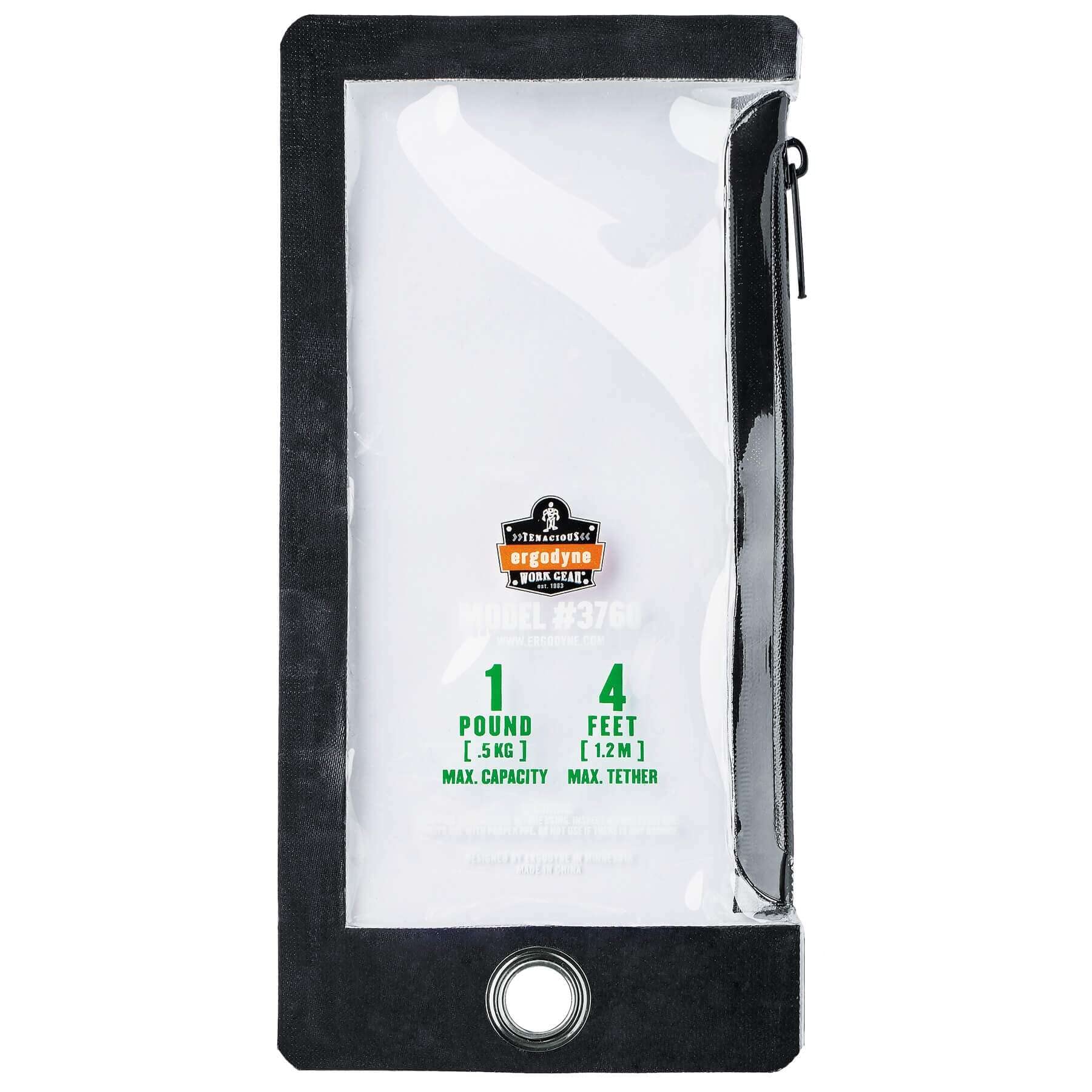 Water Resistant Phone Pouch, Zippered Cell Phone Sleeve, Attaches to Tool Lanyard, Standard Size, Ergodyne Squids 3760S