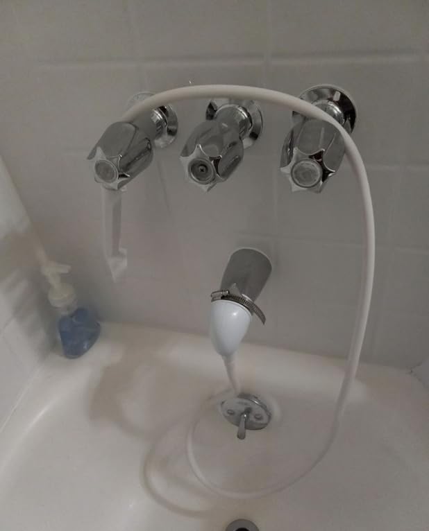 RMG Portable Hand Held Shower Sprayer for Bathtubs without Diverter - 42” Rubber Shower Hose and Sprayer - Convert Bathtub to Shower - Clamp to Secure Nozzle - Softer Rubber Connection
