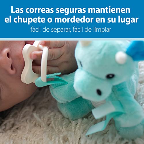 Dr. Brown's Baby Lovey Pacifier and Teether Holder, Dragon with Ecru HappyPaci, 100% Silicone, 0-6m
