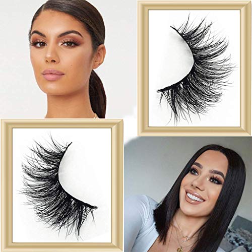 GOO GOO Mink Lashes, 18mm Natural False Eyelashes 3D Layered Effect Real Siberian Mink Fur Fake Eyelashes Hand Made Strips Eyelashes Reusable Make Up 1 Pair Natural Lashes