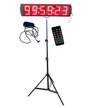 GOODRELIISH 5-inch High Character Large Red Color LED Race Timing Clock with Tripod for Semi-outdoor Countdown/up Timer Running Events IR Remote Control