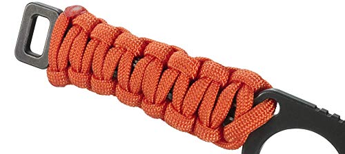 CRKT Tailbone EDC Knife: Everyday Carry Fixed Blade Drop Point Knife with Black Stonewash Finish, Orange Cord Wrapped Handle, Sheath 2415