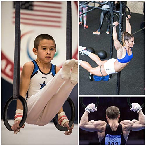 EDEUOEY Men Olympic Gymnastic Rings: Adjustable Straps Best Double Circle Gym Rings