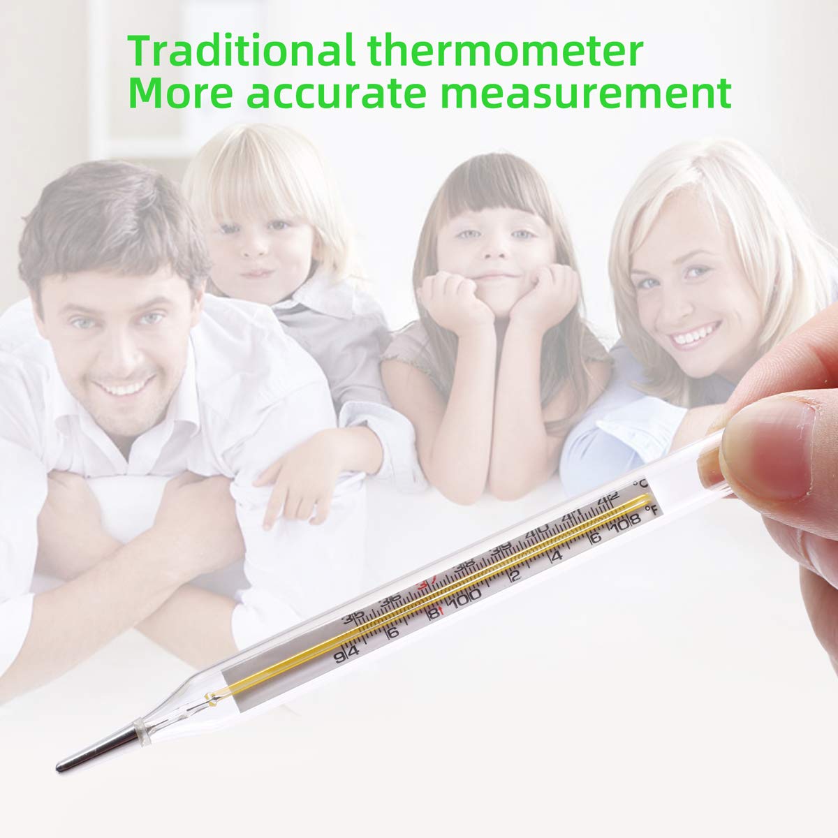 Ruiyx Glass Oral Temperature for Fever Test, Temperature Axillar Temperature 94-108 °F Armpit Fast Reading Fever Indicator