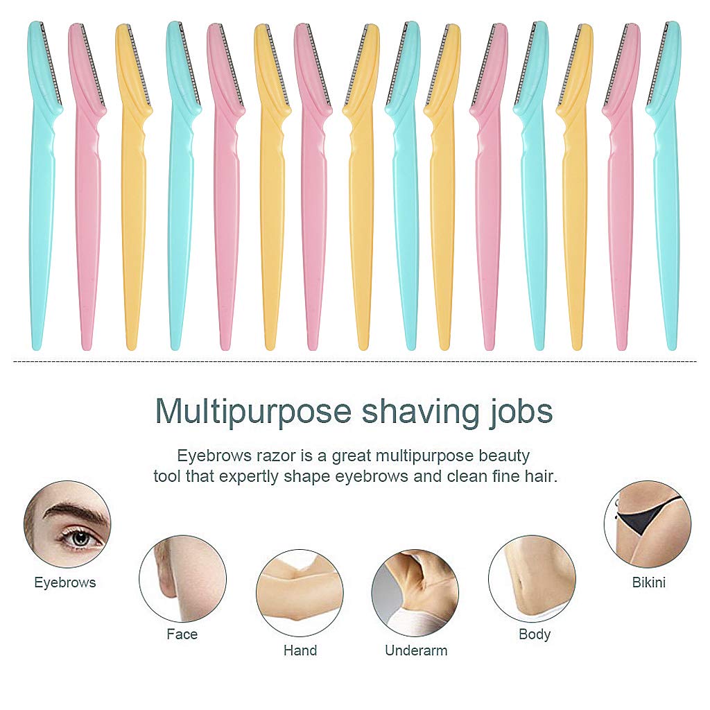 Edealing 15 Pieces Eyebrow Razors Eyebrow Trimmer Portable Facial Hair Remover with Precision Cover for Women and Men
