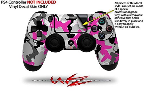 WraptorSkinz Skin Compatible with Sony PS4 Dualshock Controller PlayStation 4 Original Slim and Pro Sexy Girl Silhouette Camo Hot Pink Fuschia (Controller NOT Included)