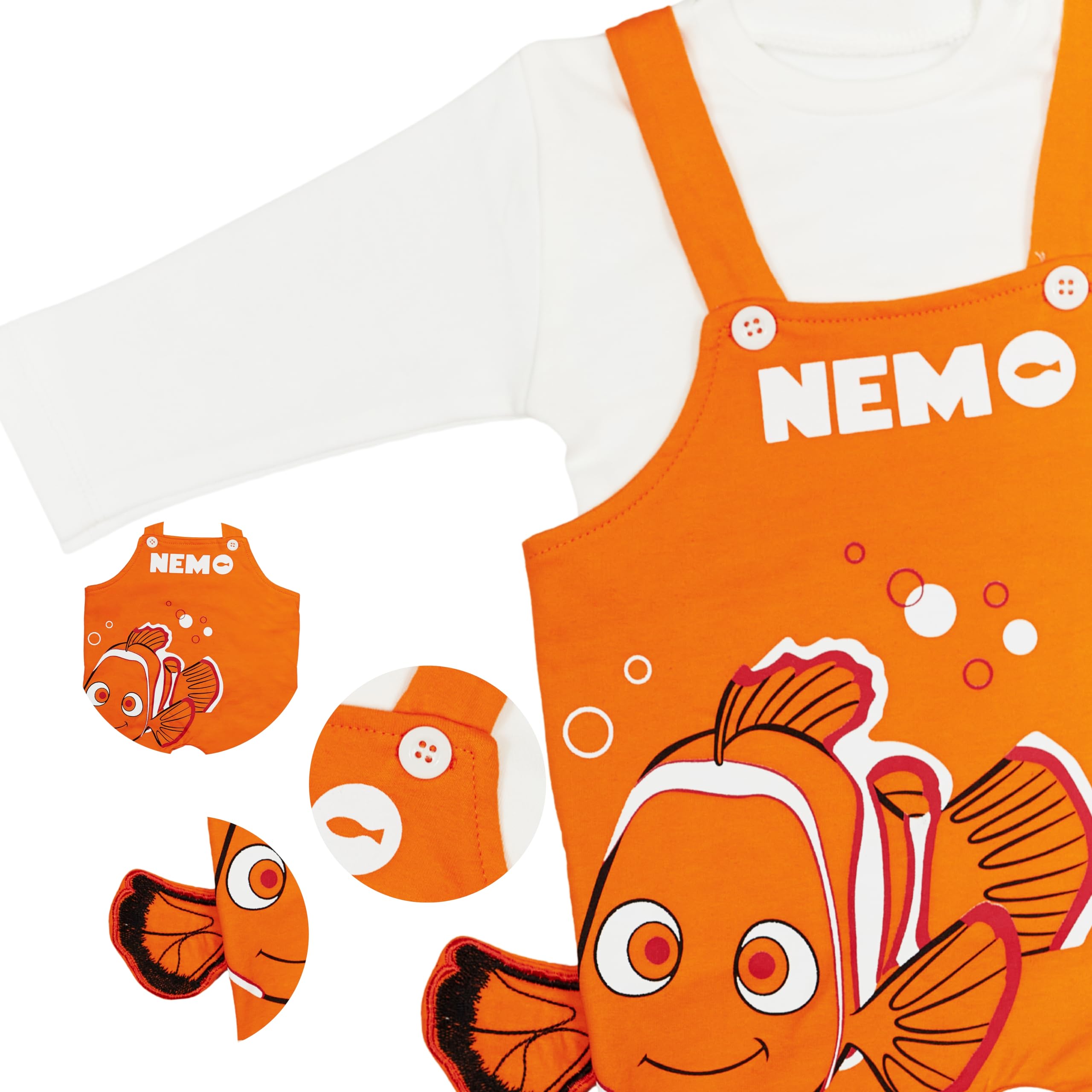 Finding Nemo Cotton Baby Overall Romper With Long Sleeve Tshirt For Newborn Infant β 2 PIECES - Boy Girl (as1, age, 18_months, 18-24 months)