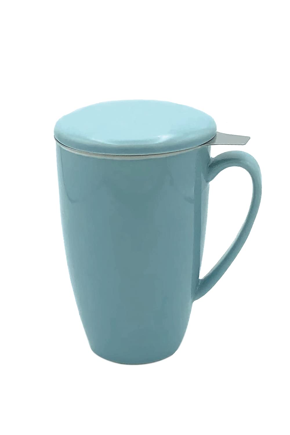 Furmaware Porcelain Tea Mug with Infuser and Lid. Large 15oz Loose Leaf Individual Teacup, Cooling Handle, Single Cup Infused Brewing at Home, Work, Travel. Removable Steeper for Coffee, Hot Water