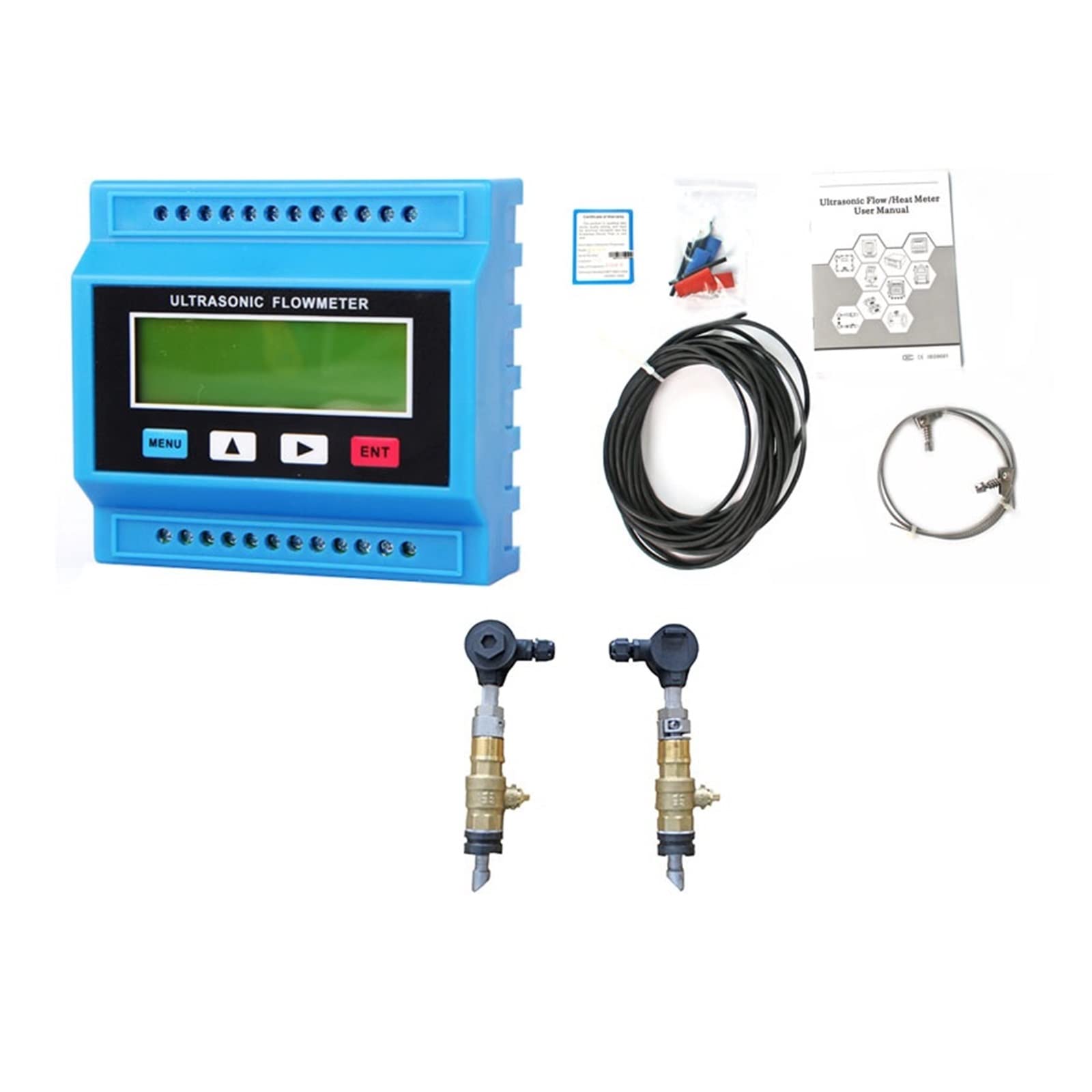 hose timer TUF-2000M Ultrasonic Water Flow Meter Flowmeter TS-2 TM-1(DN50~700mm) TL-1-HT(-30~160β) High-Tem Sensor Module Digital Liquid Flowmeter water timer ( Color : Host plus TC-1 , Size : Blue )