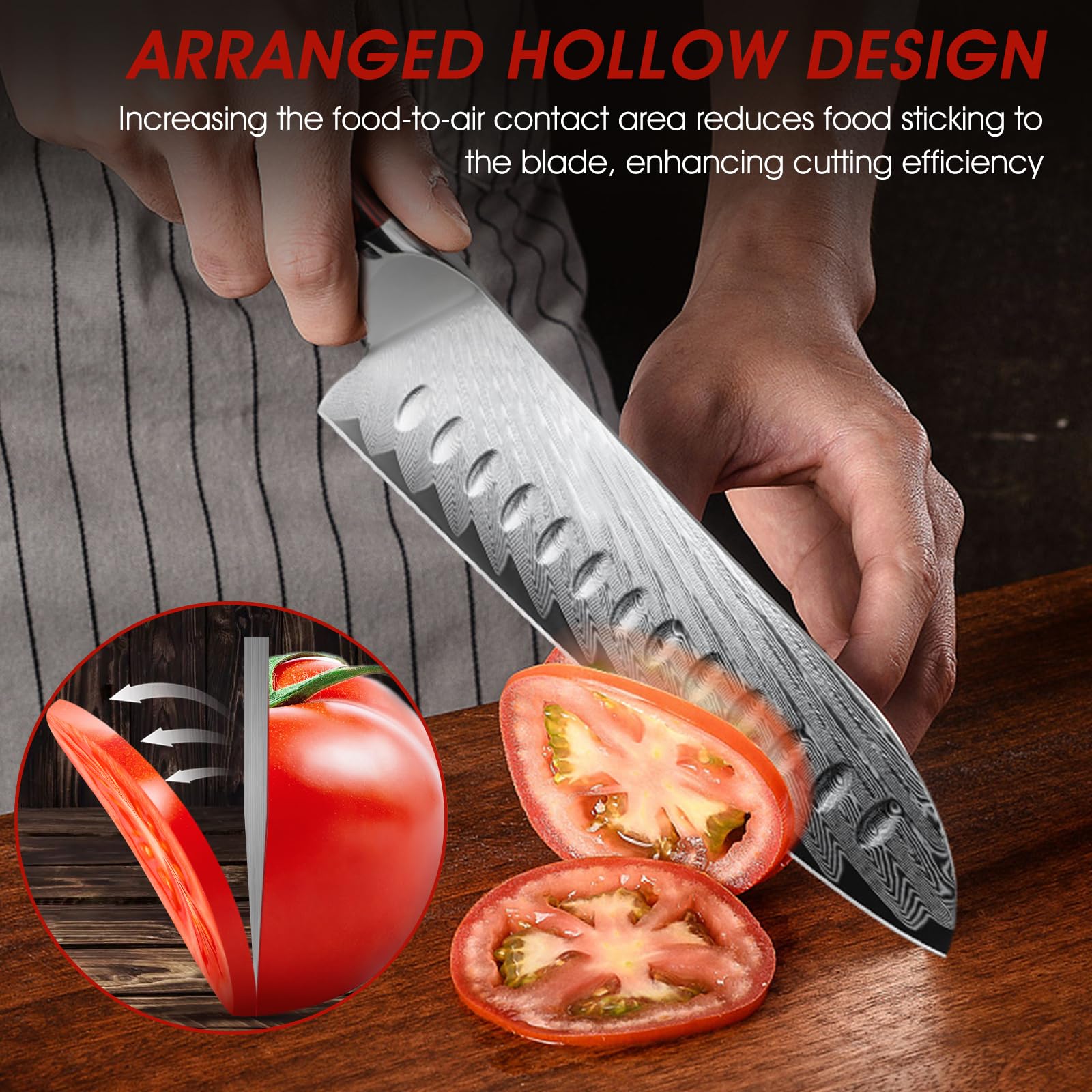 HOSHANHO Damascus Santoku Knife, 7 Inch Professiona Kitchen Knife,VG-10 Damasucs Steel Ultra-Sharp Santoku Chef Knife with Ergonomic G10 Handle