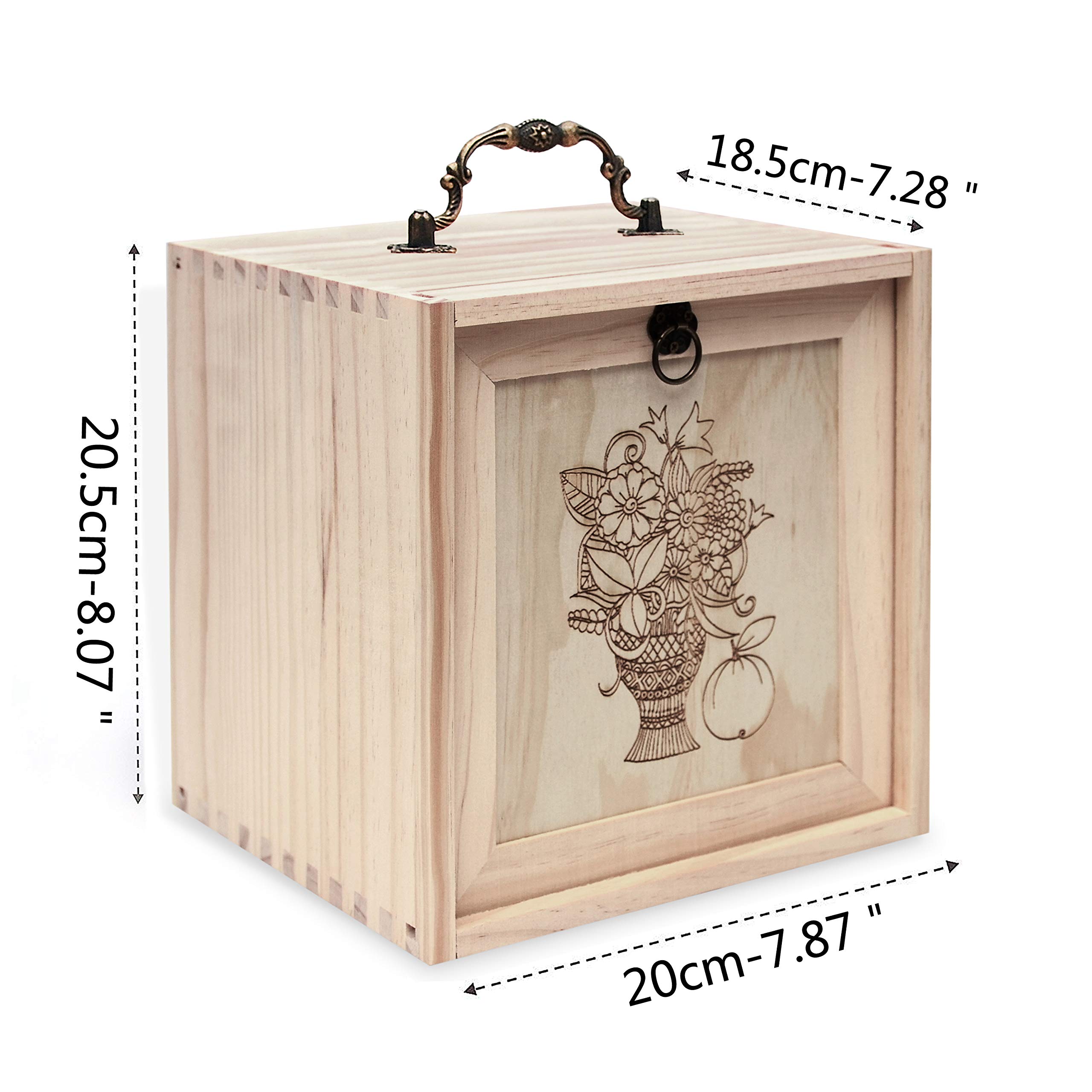 Essential Oil Storage Box for 40 Bottles -Removable Shelf Fits 5ml, 10ml, 15ml, 30ml Bottles, Wooden Nail Polish Organizer With Handle Holds, Free EO Labels, Natural Wood