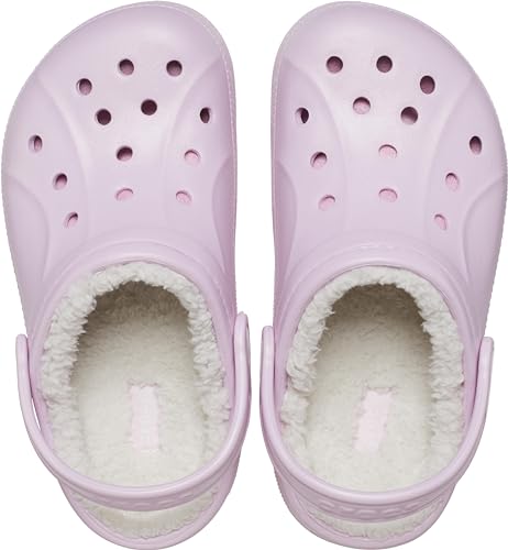 Crocs Ralen Lined Clogs | Fuzzy Slippers, Ballerina Pink/Oatmeal, 1 US Unisex Little Kid