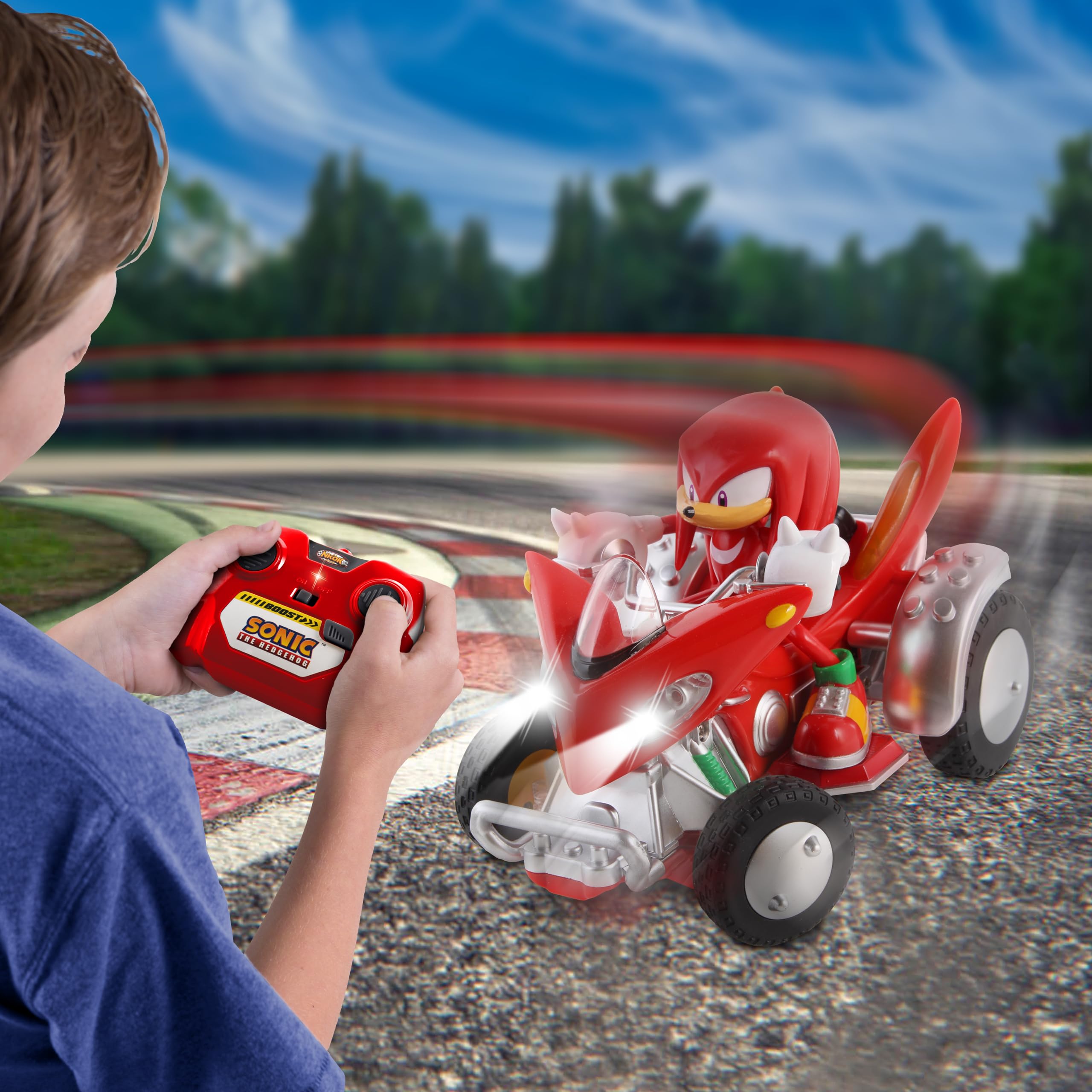 Sonic NKOK Knuckles ATV R/C (with Lights), For Ages 6 and up, Allows Children to Pretend to Drive and Have Fun at the Same Time! Great Item for Kids Red