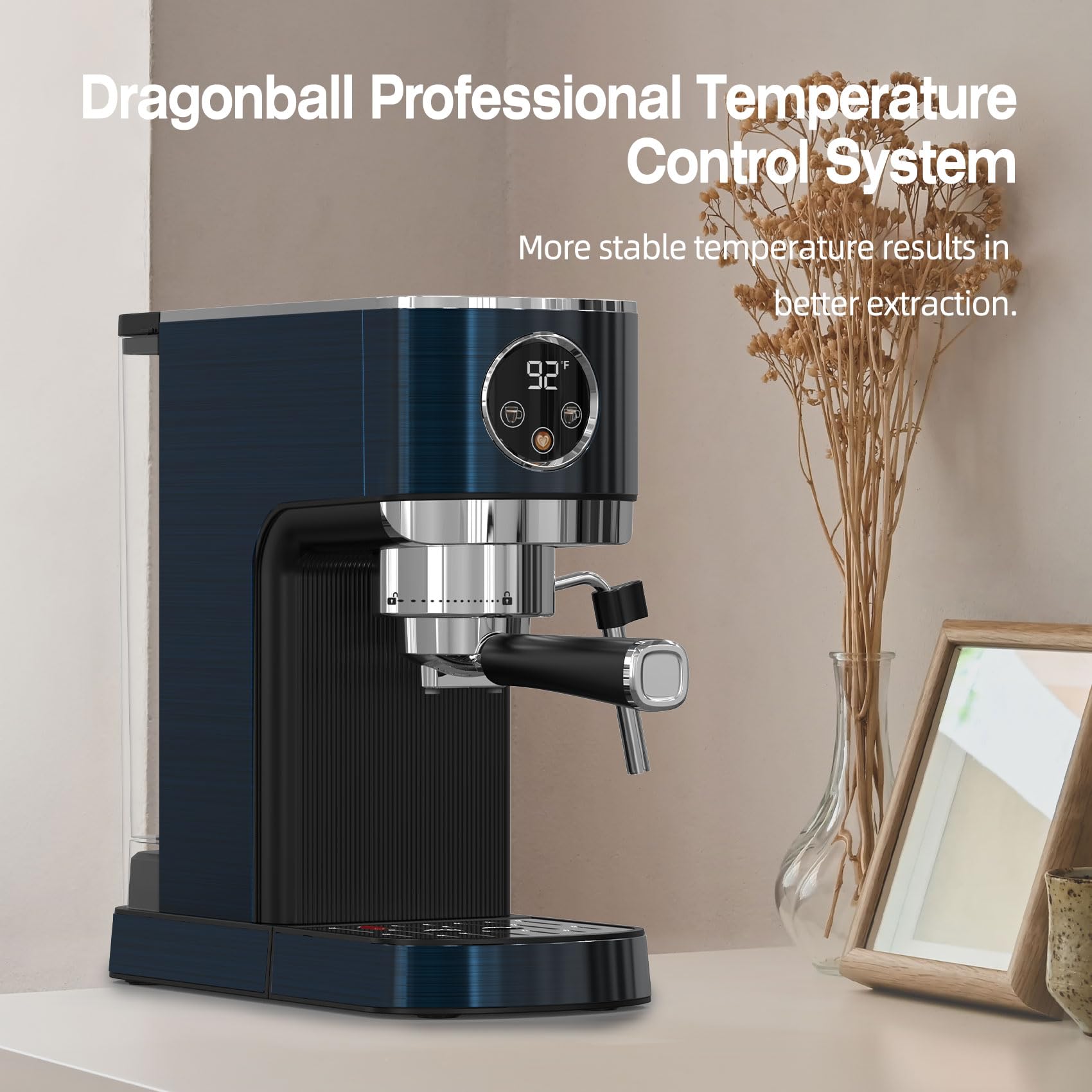 DRAGONBALL Espresso Machine 20 Bar,Espresso Maker With Milk Frother,Coffee Machine With Removable Water Tank, Automatic Espresso Machine For Home,Espresso Coffee Maker,Blue