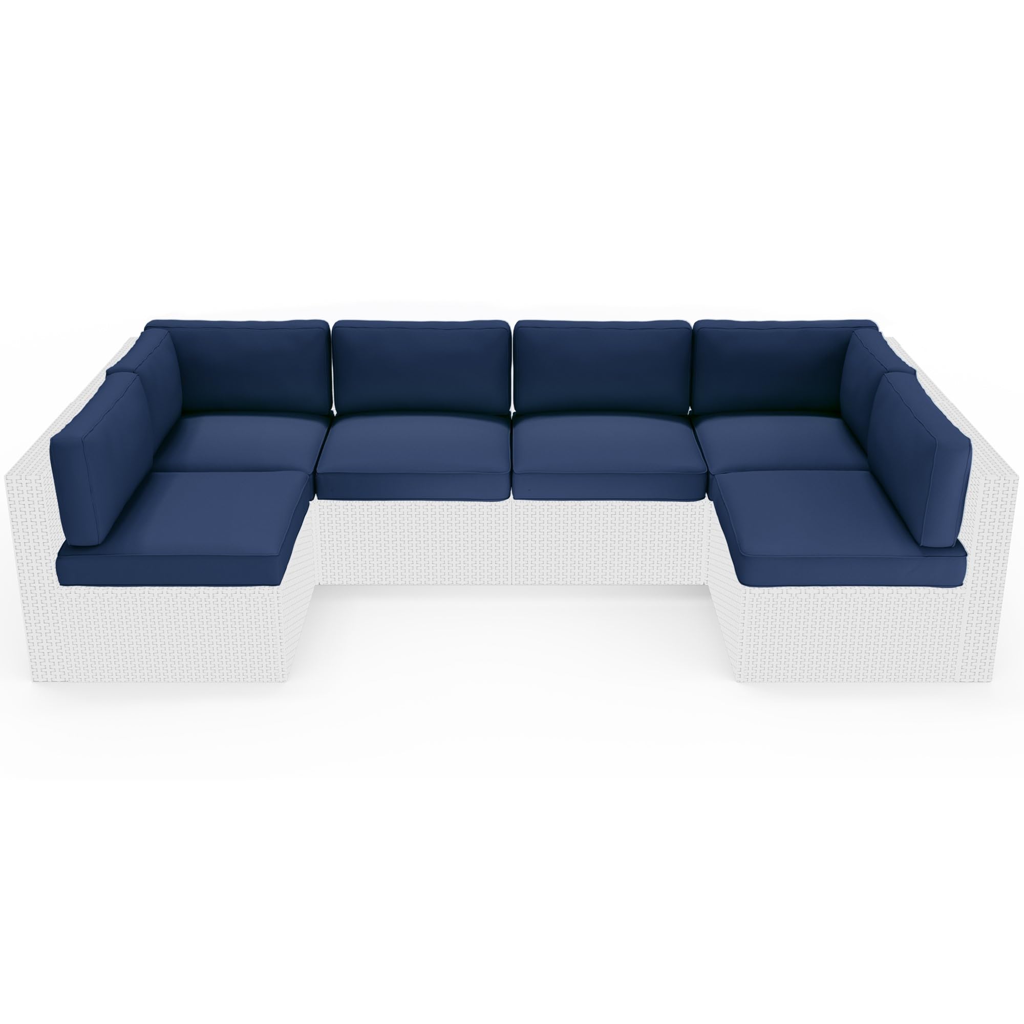 Oakmont Outdoor Replacement Cushions for Patio Conversation Set, Water-Resistant Cushions for Patio Furniture, 14-Piece Cushions for 6-seat Outdoor Sectional Sofa (Dark Blue)