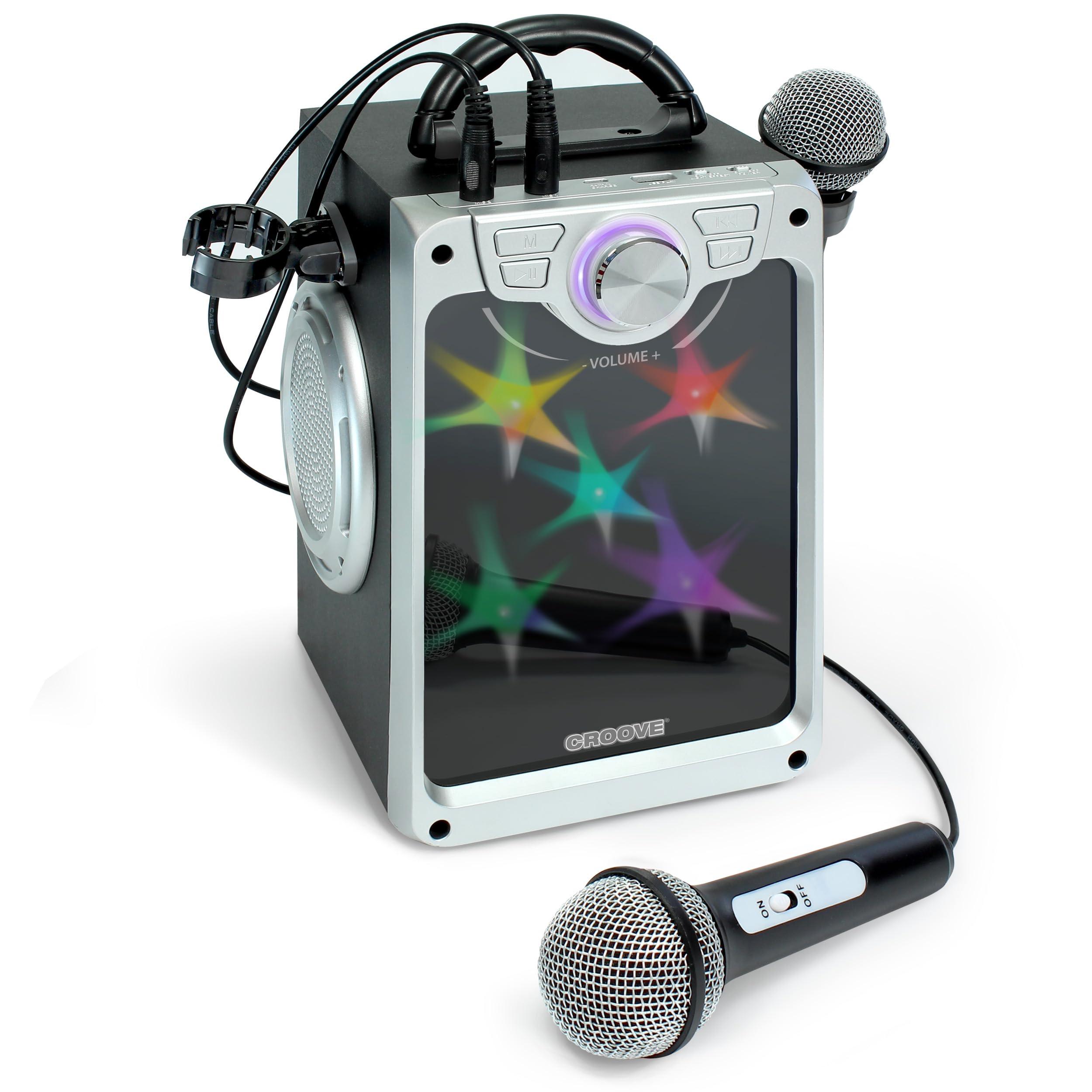 Croove Karaoke Machine for Kids - Kids Karaoke Machine for Girls and Boys with 2 Microphones – Bluetooth, AUX, USB Connectivity and Flashing Disco Lights in Singing Machine