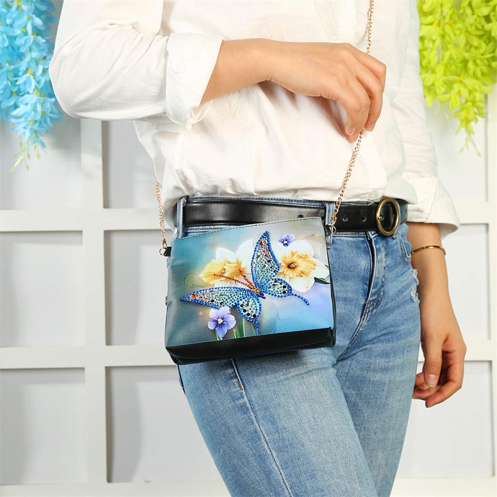zeyungood DIY 5D Diamond Painting Embroidery Cross Stitch Women's Shoulder Bag Chain Bag Handbag Gift (09)