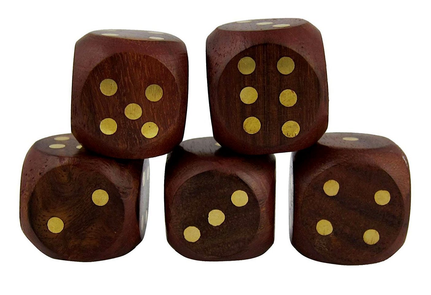 TOSQP27 Gift 5 Dice Box Set Classic Rolling Game Family Group Wooden Square Storage Case with Dice Handmade