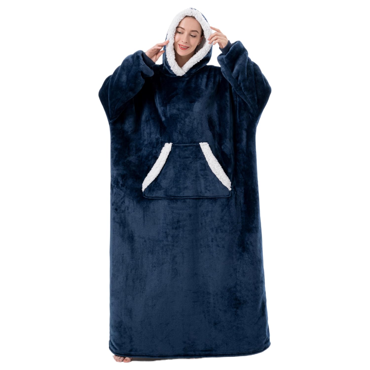 Wearable Blanket Hoodie for Women/Kids/Men, Oversized & Cozy Sherpa Lined Hoodie Sweatshirt Blanket